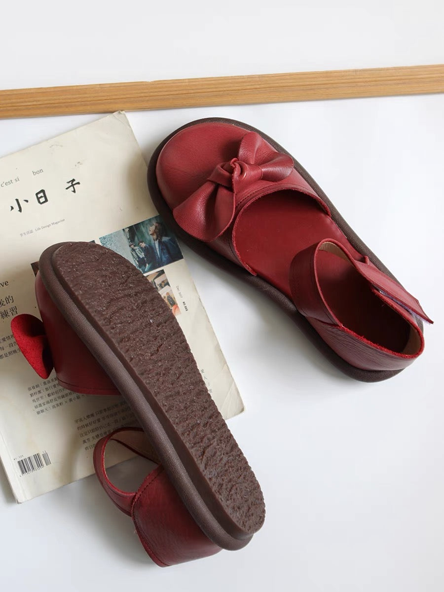 Cute Bow Knot Hook & Loop Leather Shoes– The Cottagecore