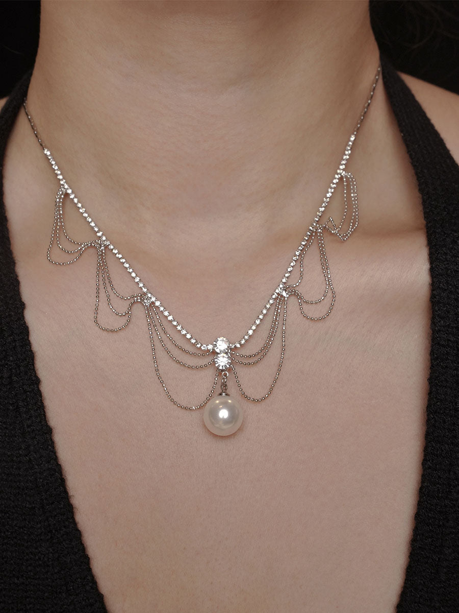 Layed Silver Chain Pearl Pendant Necklace– The Cottagecore