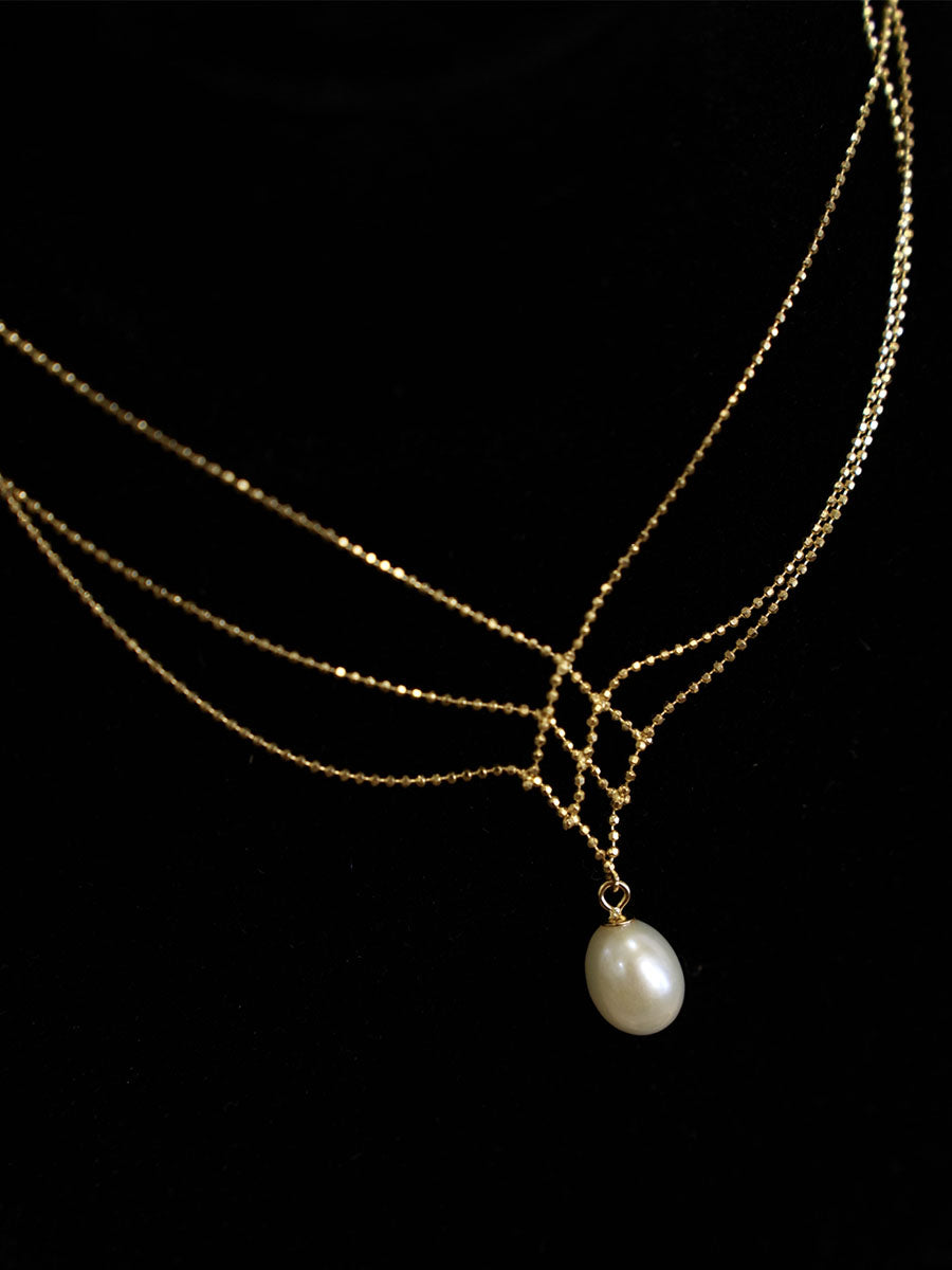 Layered Mesh Pearl Pendant Necklace– The Cottagecore