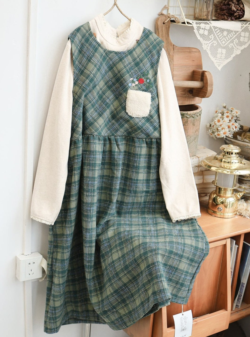 Warm Plaid Pinafore Dress– The Cottagecore