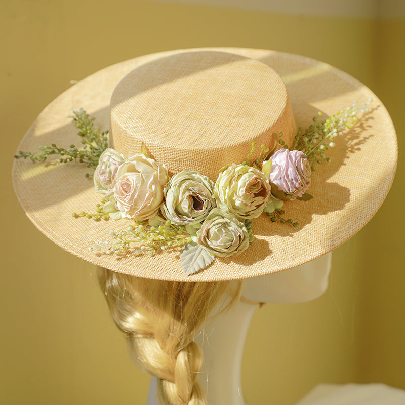 Victorian Straw Flat Sun Hat– The Cottagecore