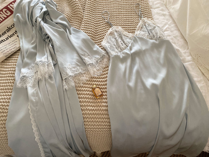 Lace 2PCS Romantic Satin Sleep Dress Set– The Cottagecore