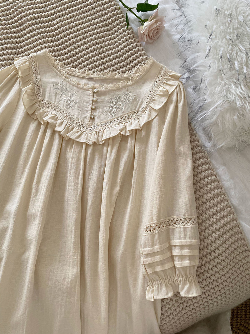 Retro Style Royal Cotton Sleep Gown– The Cottagecore