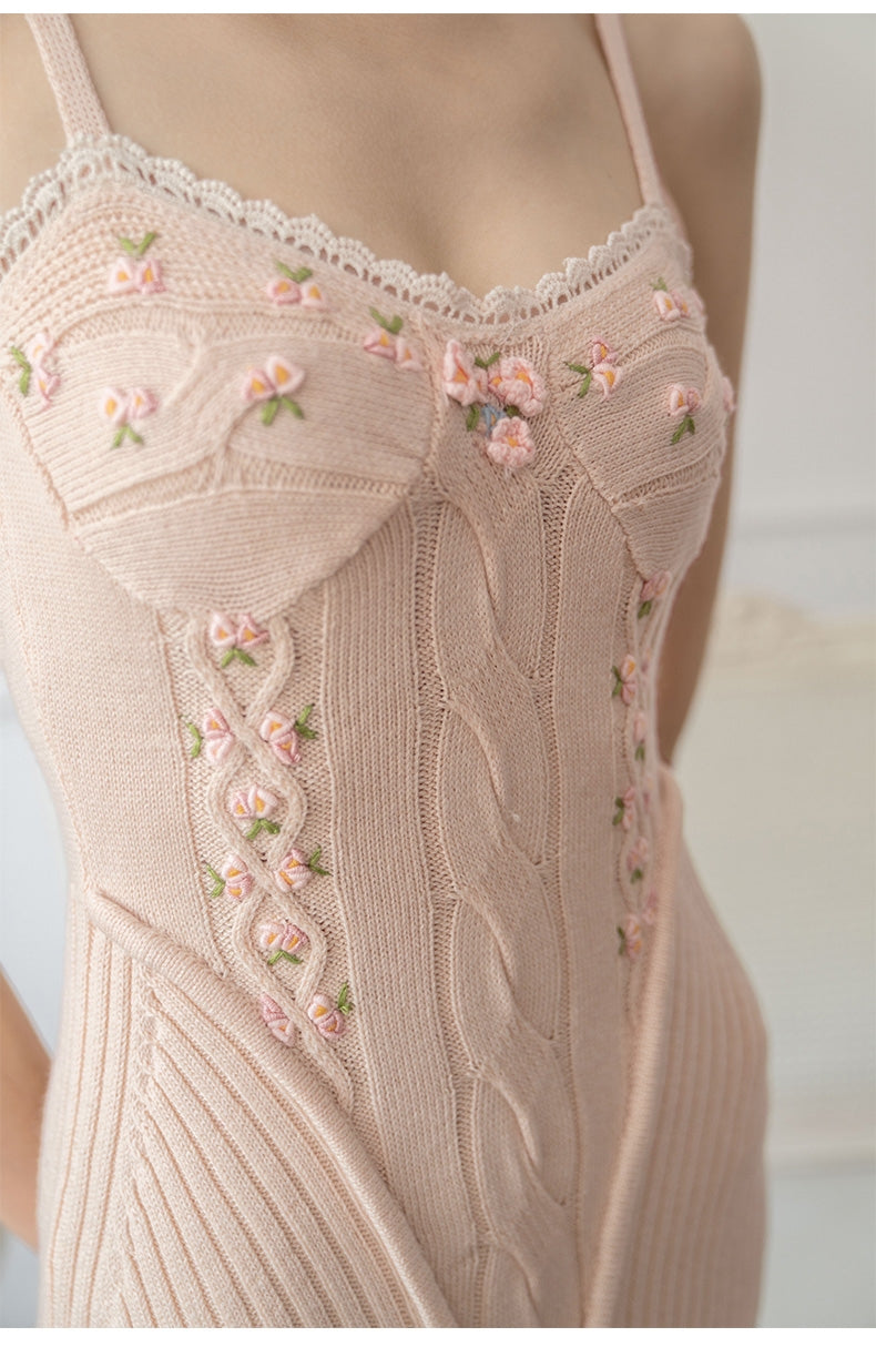 Handmade Vintage Knitted Bodycon Slip Dress– The Cottagecore