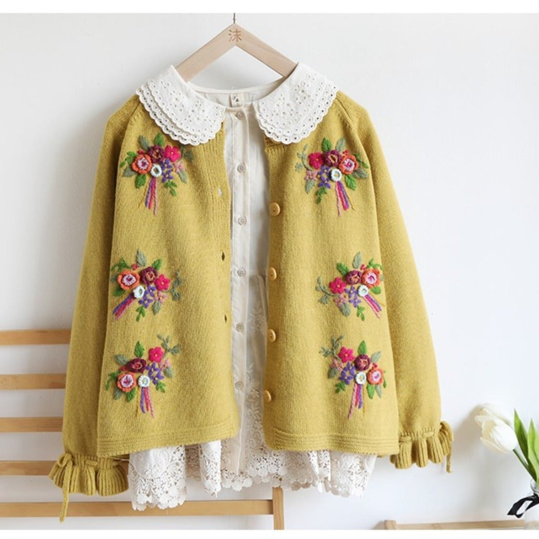 Flowers Cardigan With Ruffled Sleeves– The Cottagecore