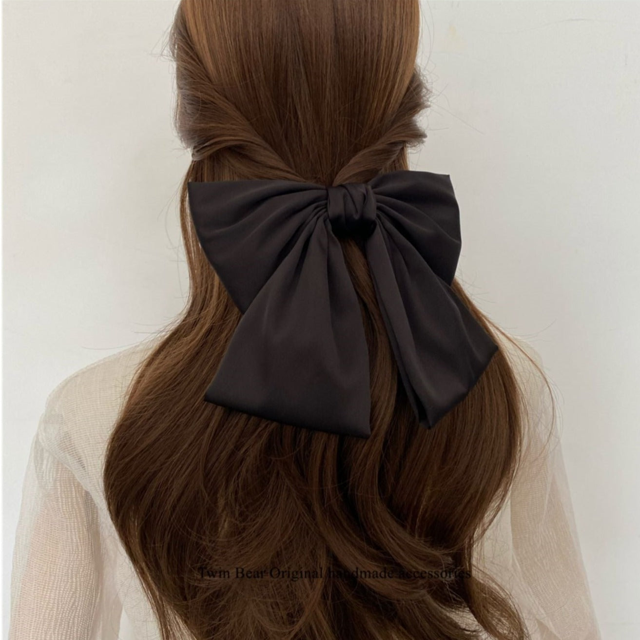Classic Black Satin Hair Bow– The Cottagecore