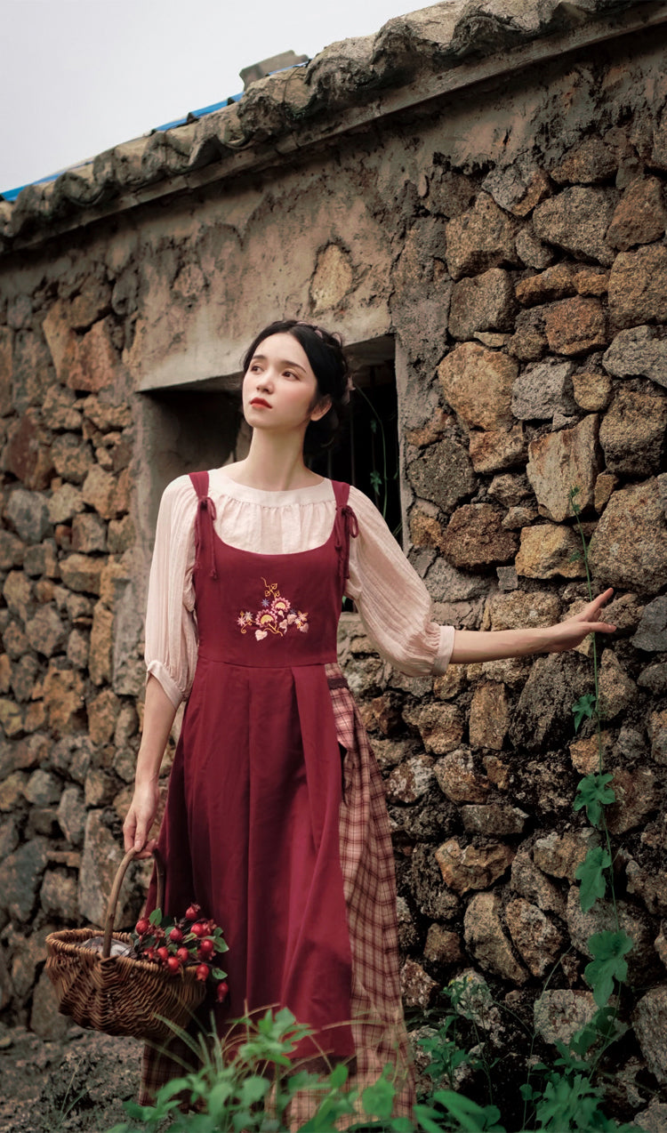 Cottagecore Embroidered Overall Dress– The Cottagecore