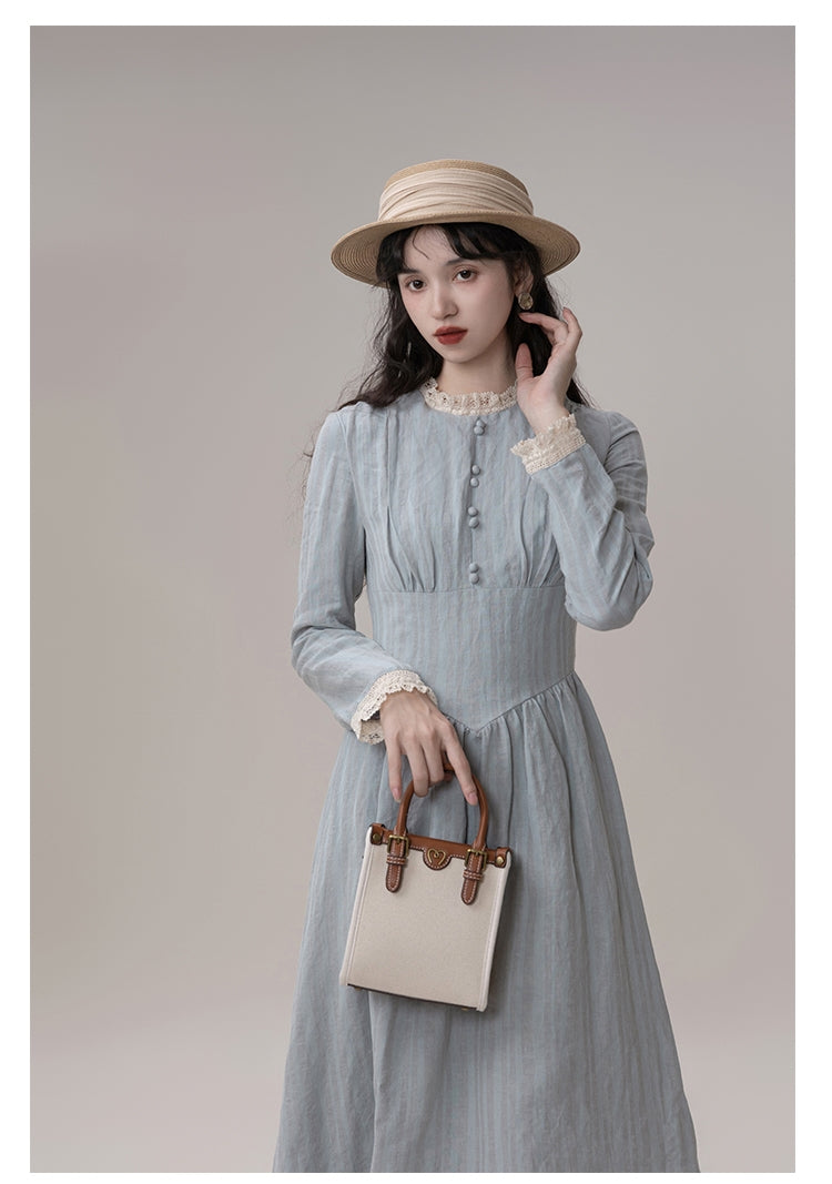 Vintage Stand Lace Collar Slim Waist Dress– The Cottagecore