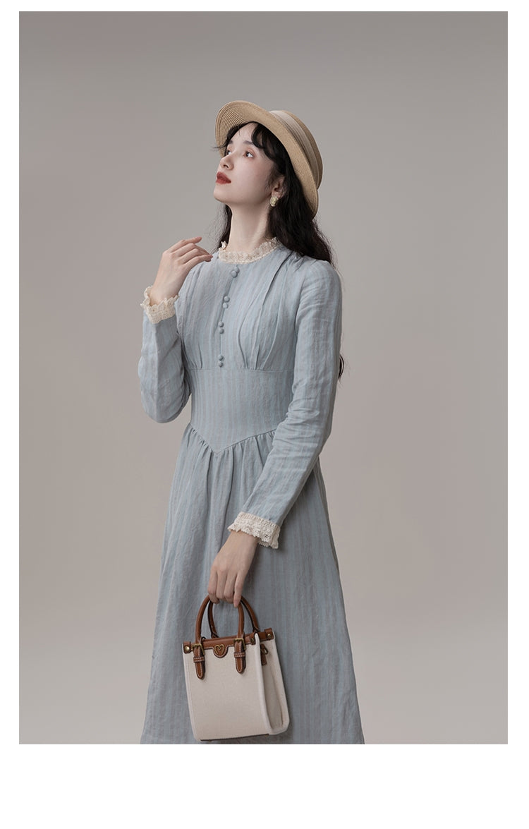 Vintage Stand Lace Collar Slim Waist Dress– The Cottagecore