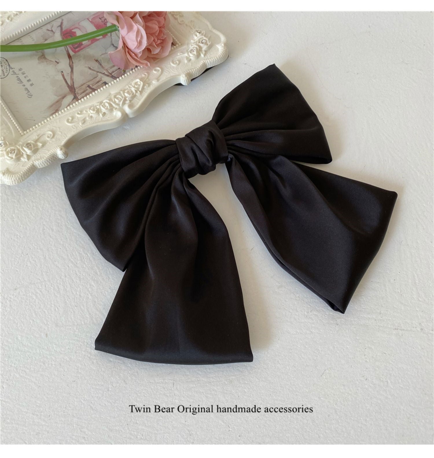 Classic Black Satin Hair Bow– The Cottagecore