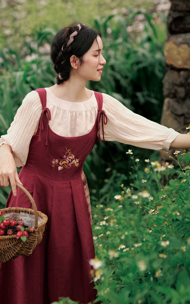 Cottagecore Embroidered Overall Dress– The Cottagecore