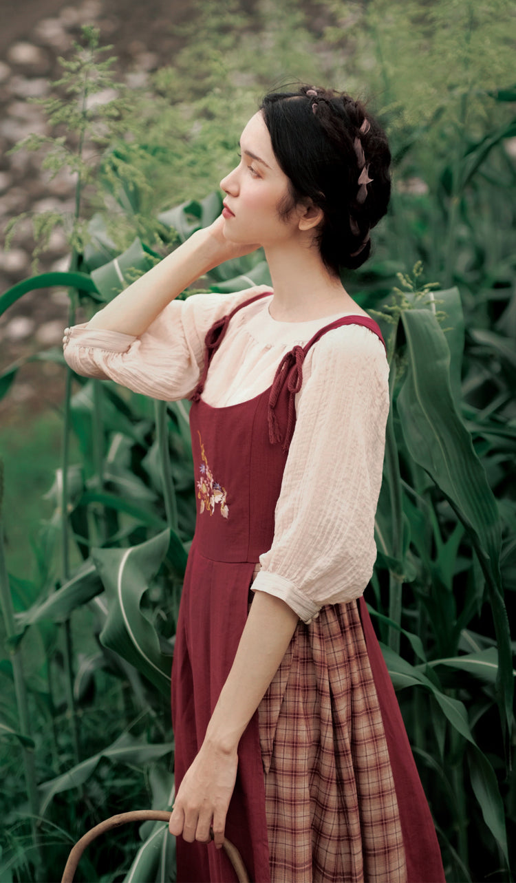 Cottagecore Embroidered Overall Dress– The Cottagecore