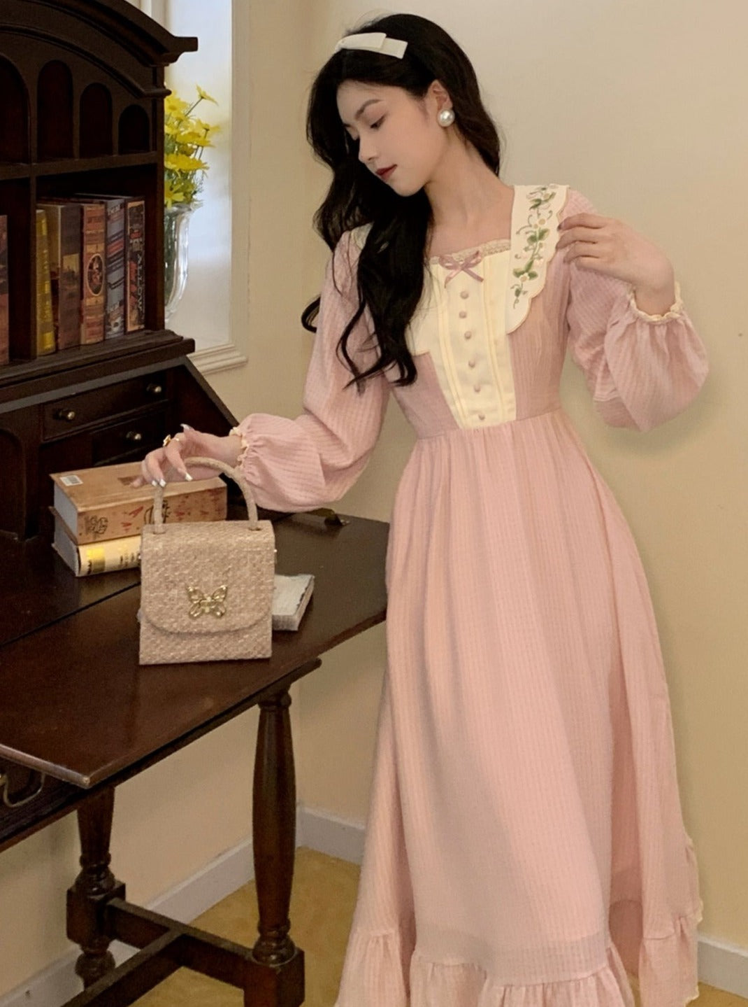 Pink Embroidered Princesscore Dress– The Cottagecore