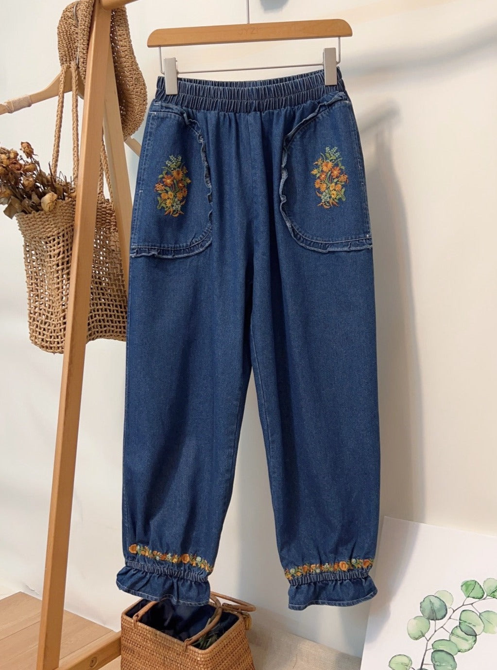 Quality Embroidered Denim Bloomers– The Cottagecore