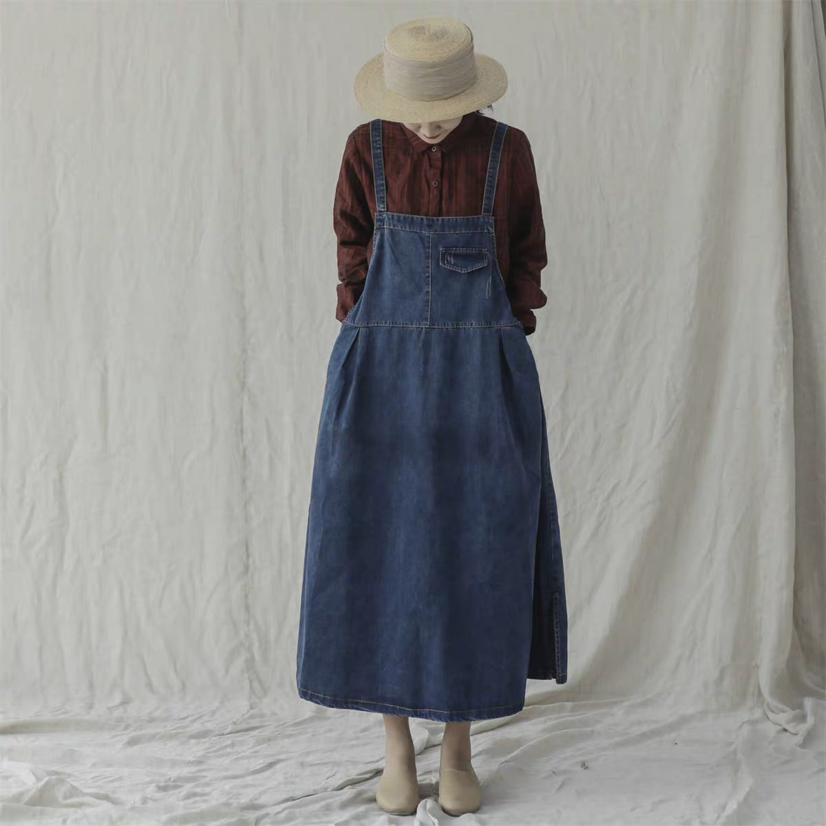 Cotton Denim Overall Dress– The Cottagecore