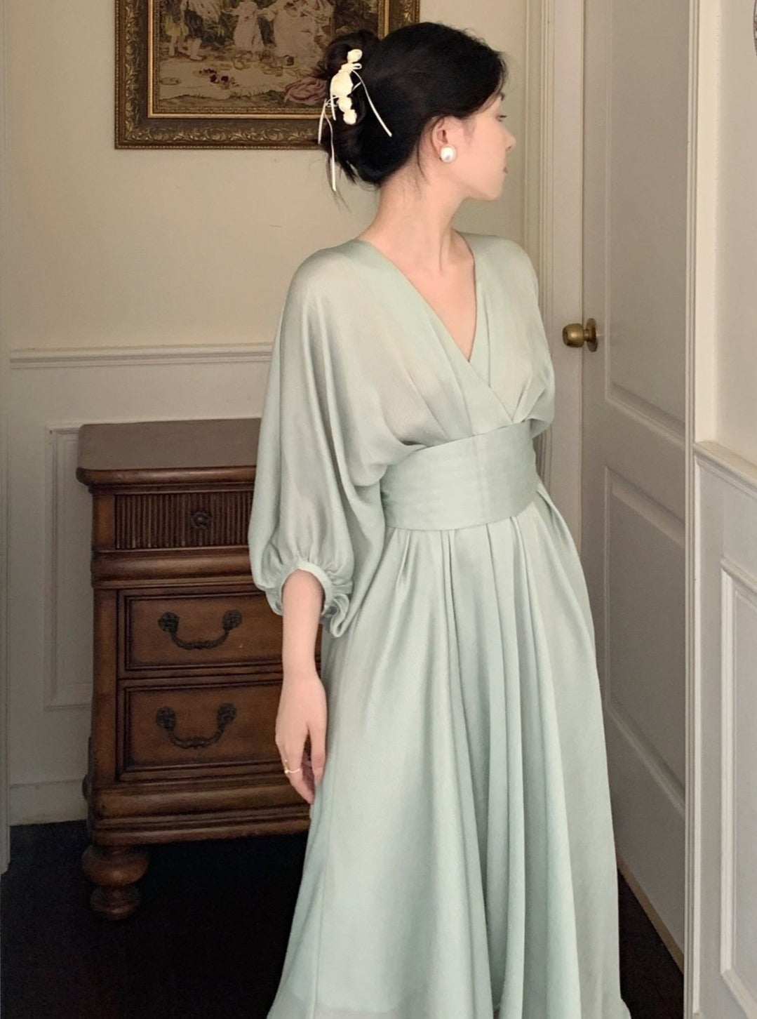 V Neck Batwing Sleeve Dress– The Cottagecore