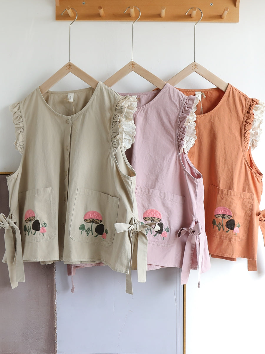 Mushrooms Embroidered Vests– The Cottagecore