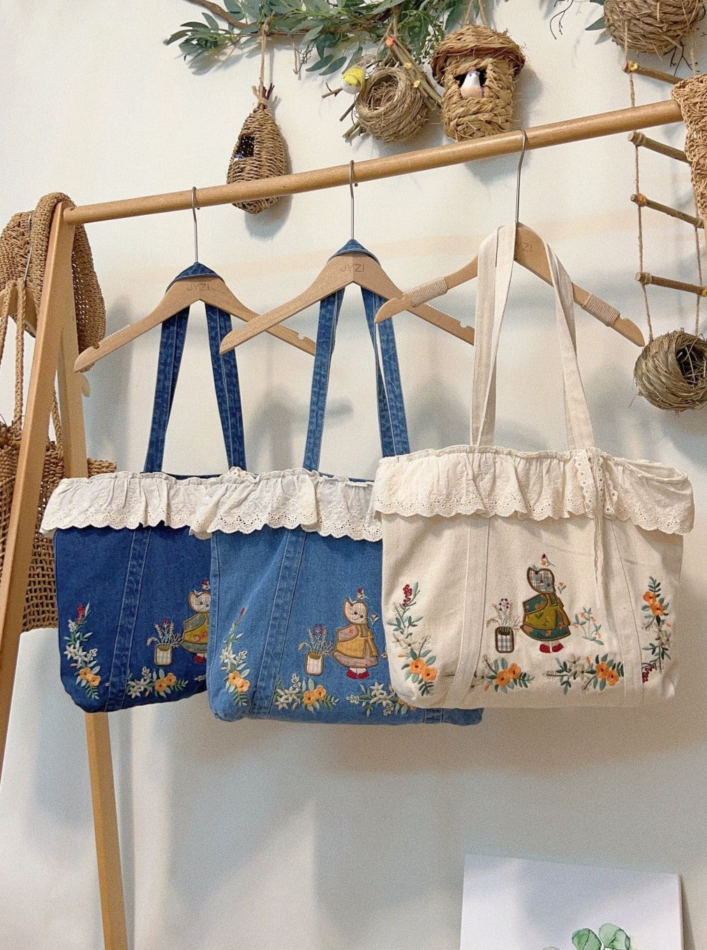 Cute Embroidered Cotton Bag– The Cottagecore
