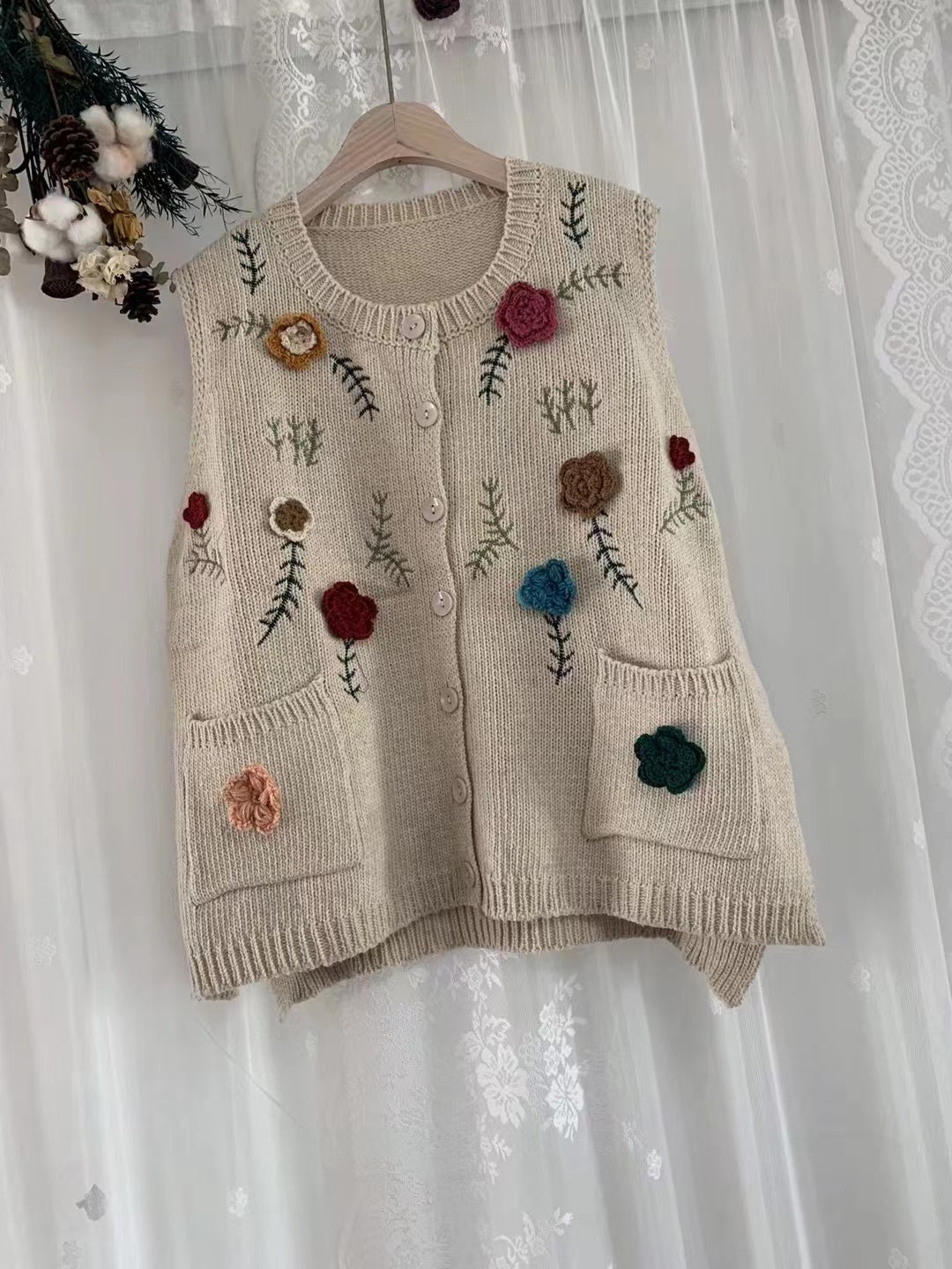 Cute Knitted Vest With Pockets– The Cottagecore