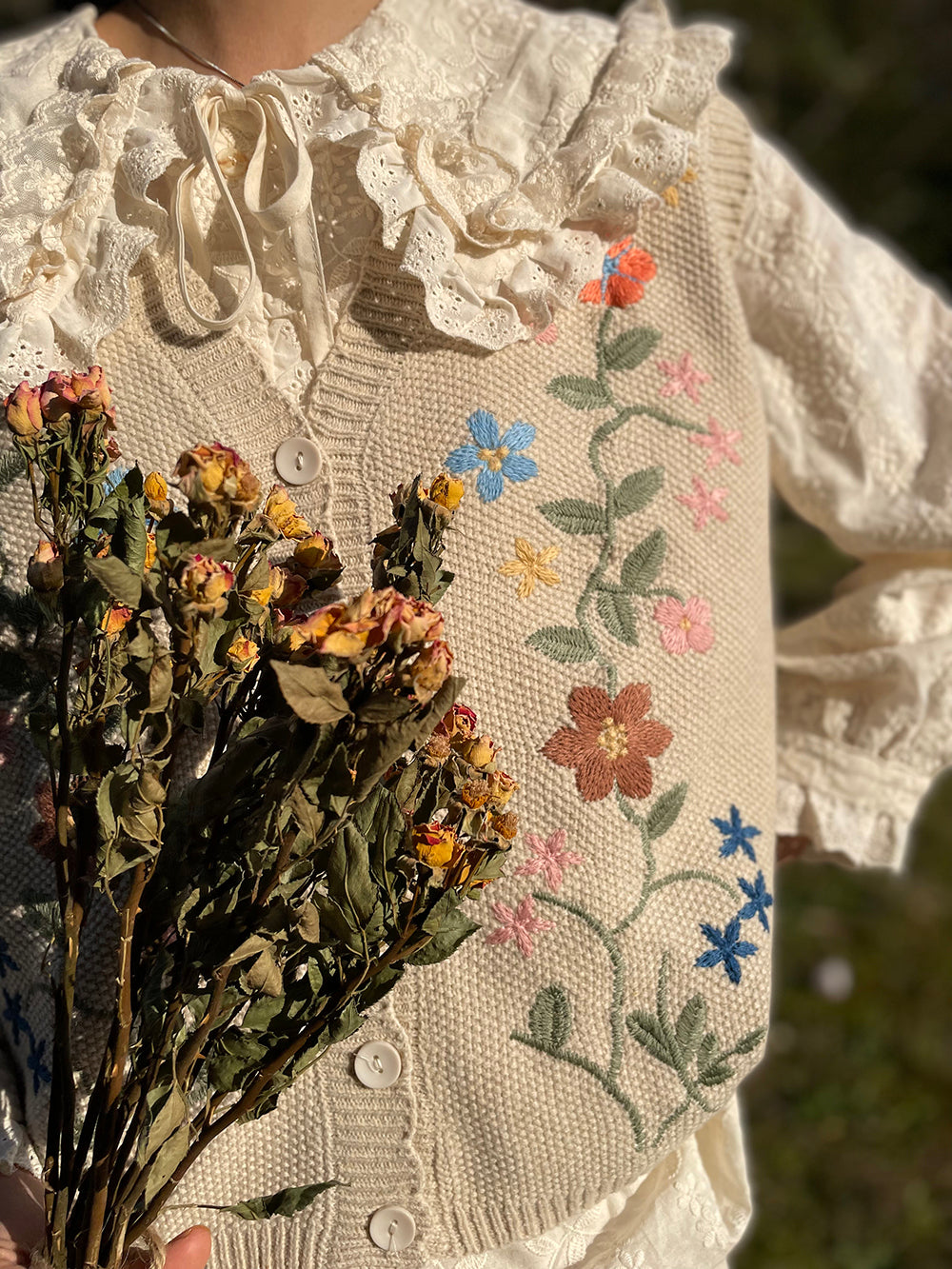 Button Up Embroidered Vest– The Cottagecore