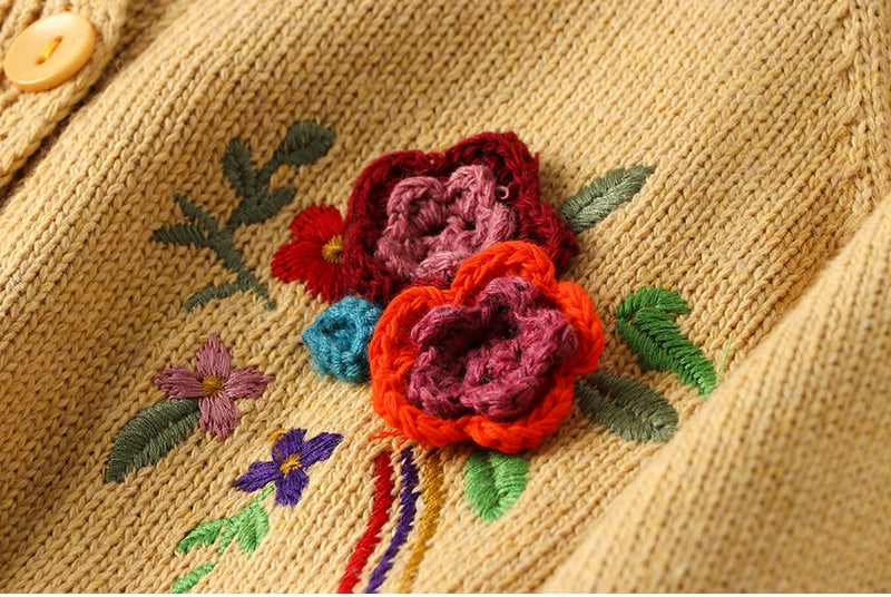 Cute 3D Floral Embroidered Cardigan– The Cottagecore