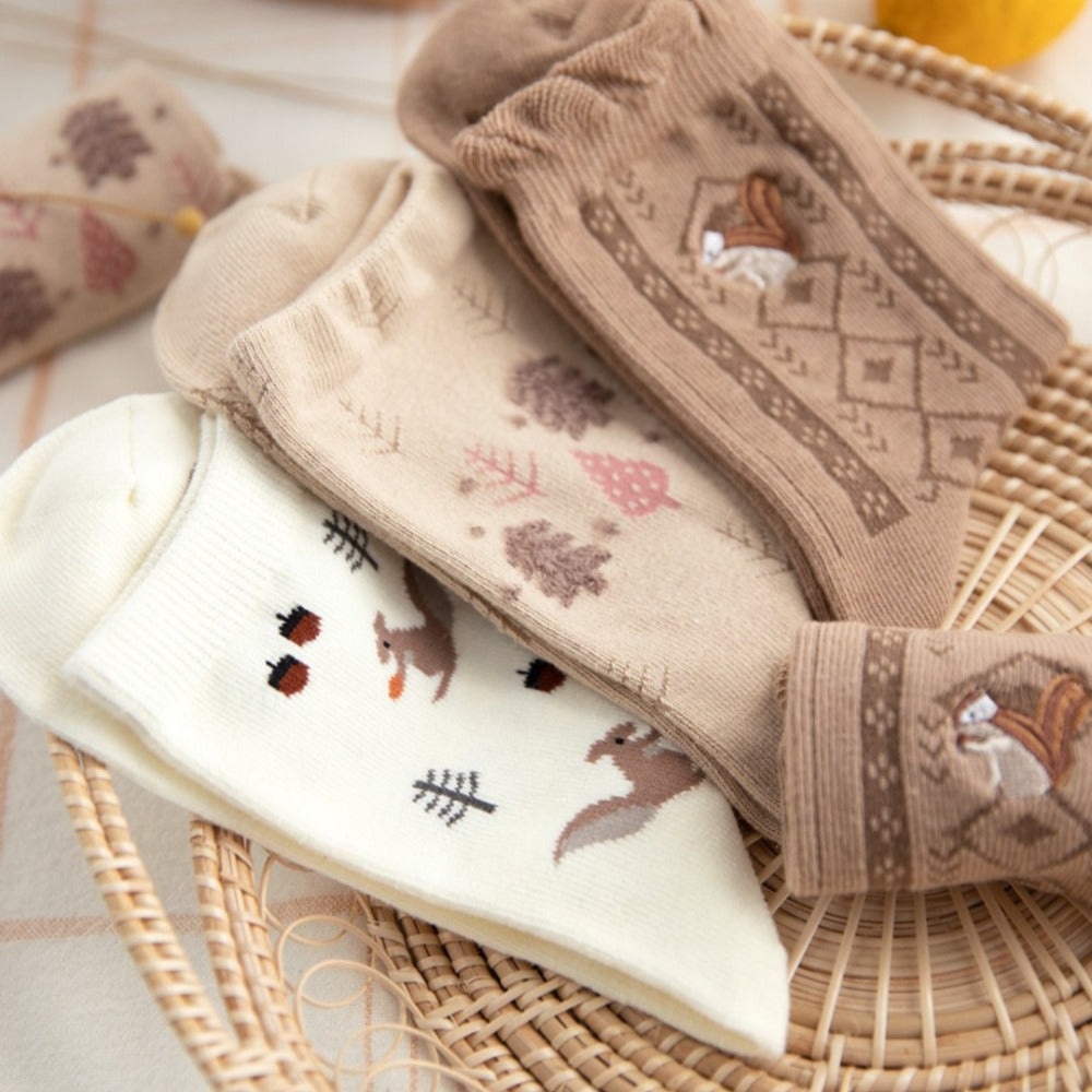 Cute Squirrel Cotton Socks– The Cottagecore