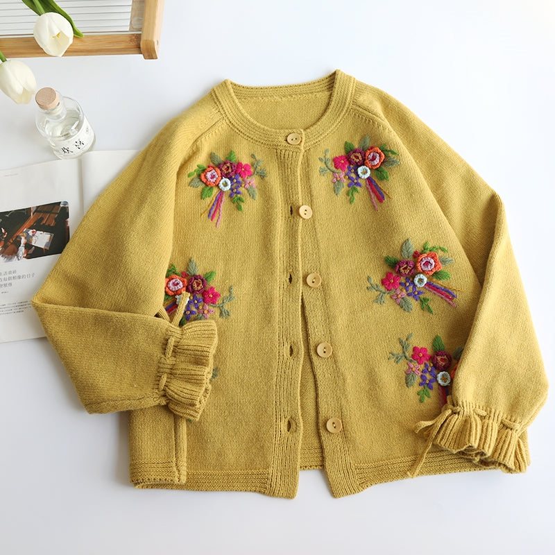 Flowers Cardigan With Ruffled Sleeves– The Cottagecore