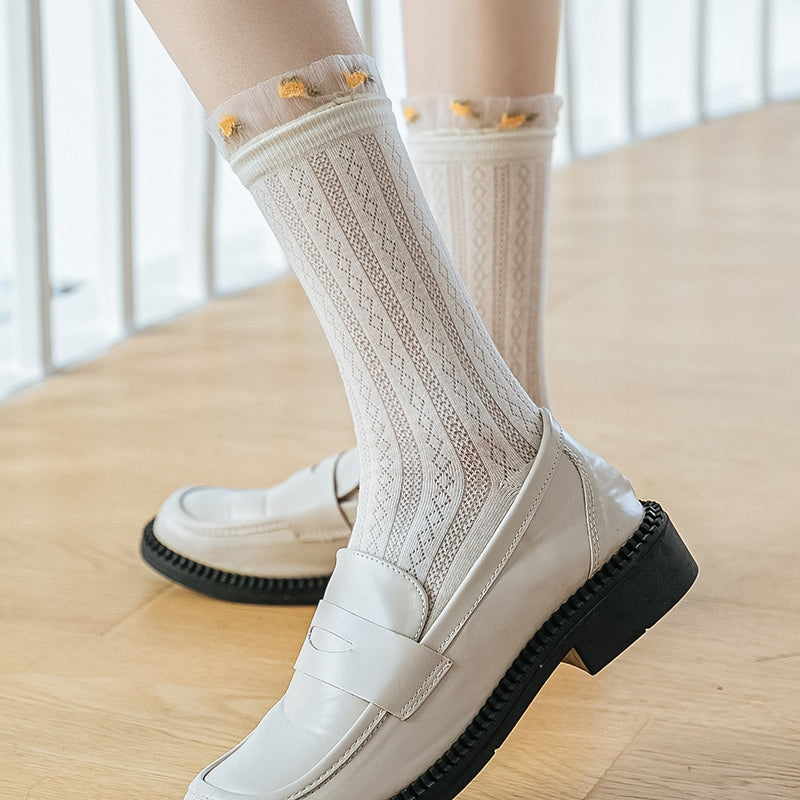Summer Sheer Floral Socks– The Cottagecore