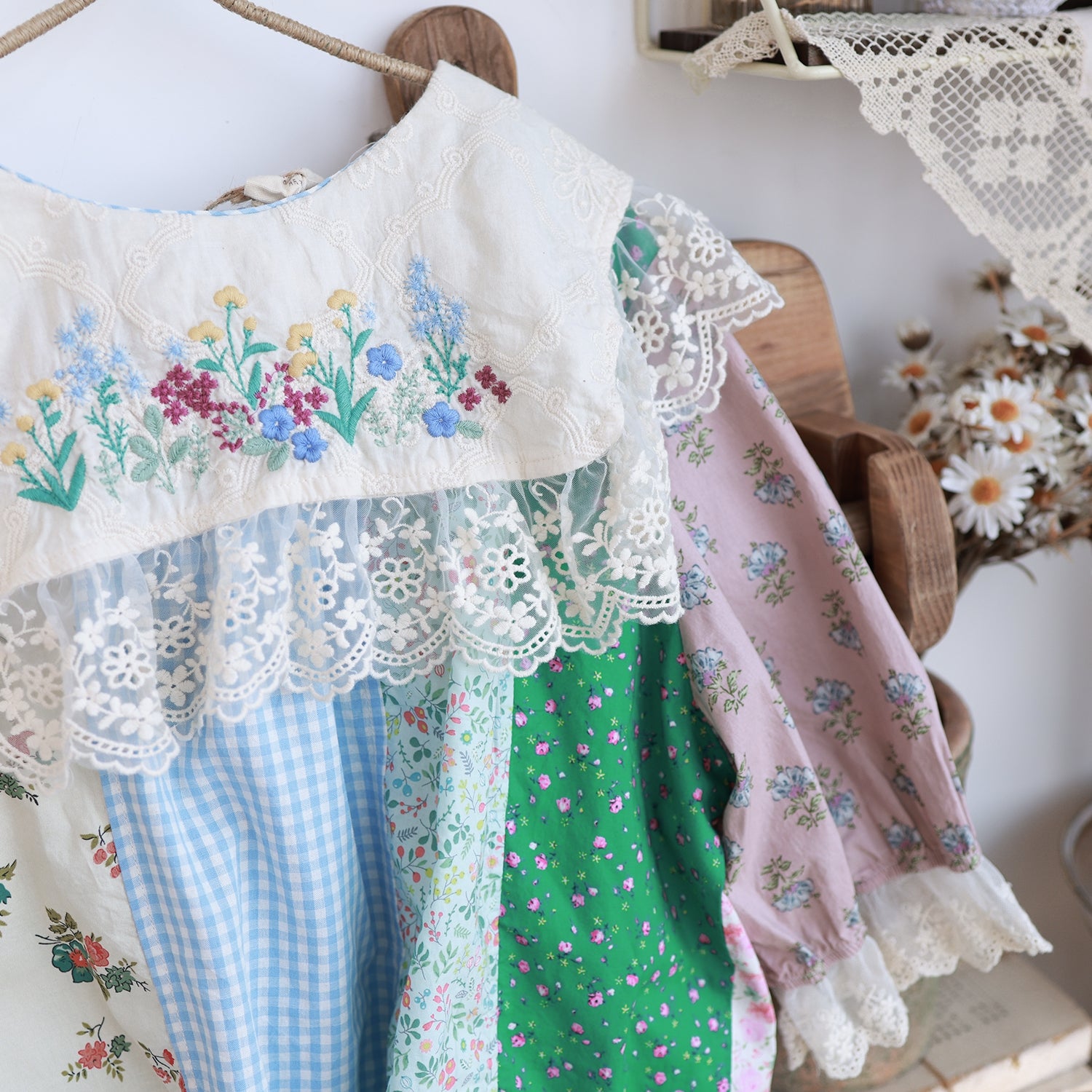 Prairie Floral Embroidered Patchwork Shirt– The Cottagecore