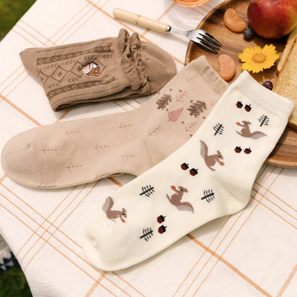 Cute Squirrel Cotton Socks– The Cottagecore