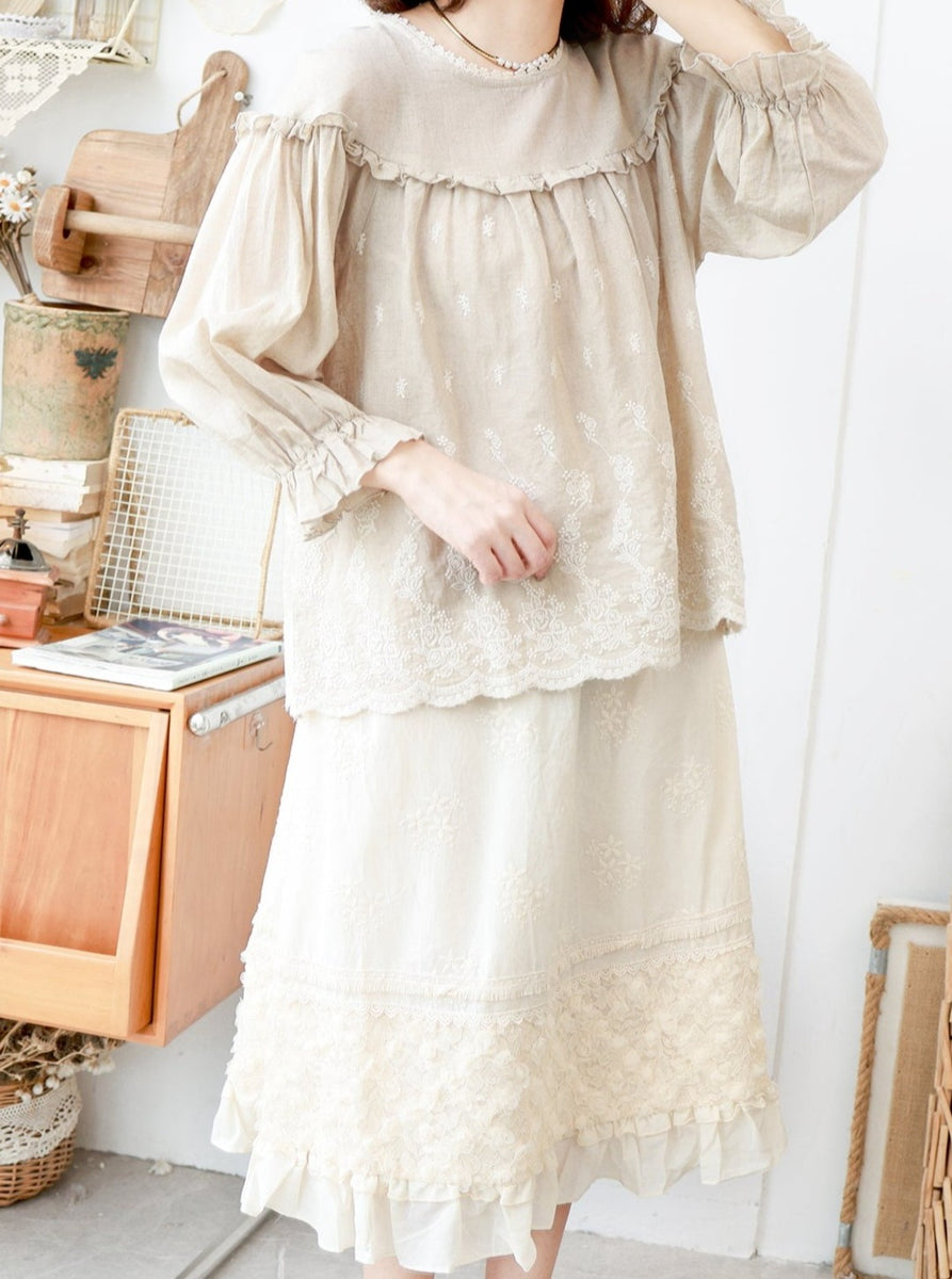Naturecore Embroidered Linen Top– The Cottagecore
