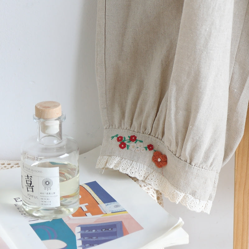 Linen Floral Embroidered Hem Bloomers– The Cottagecore