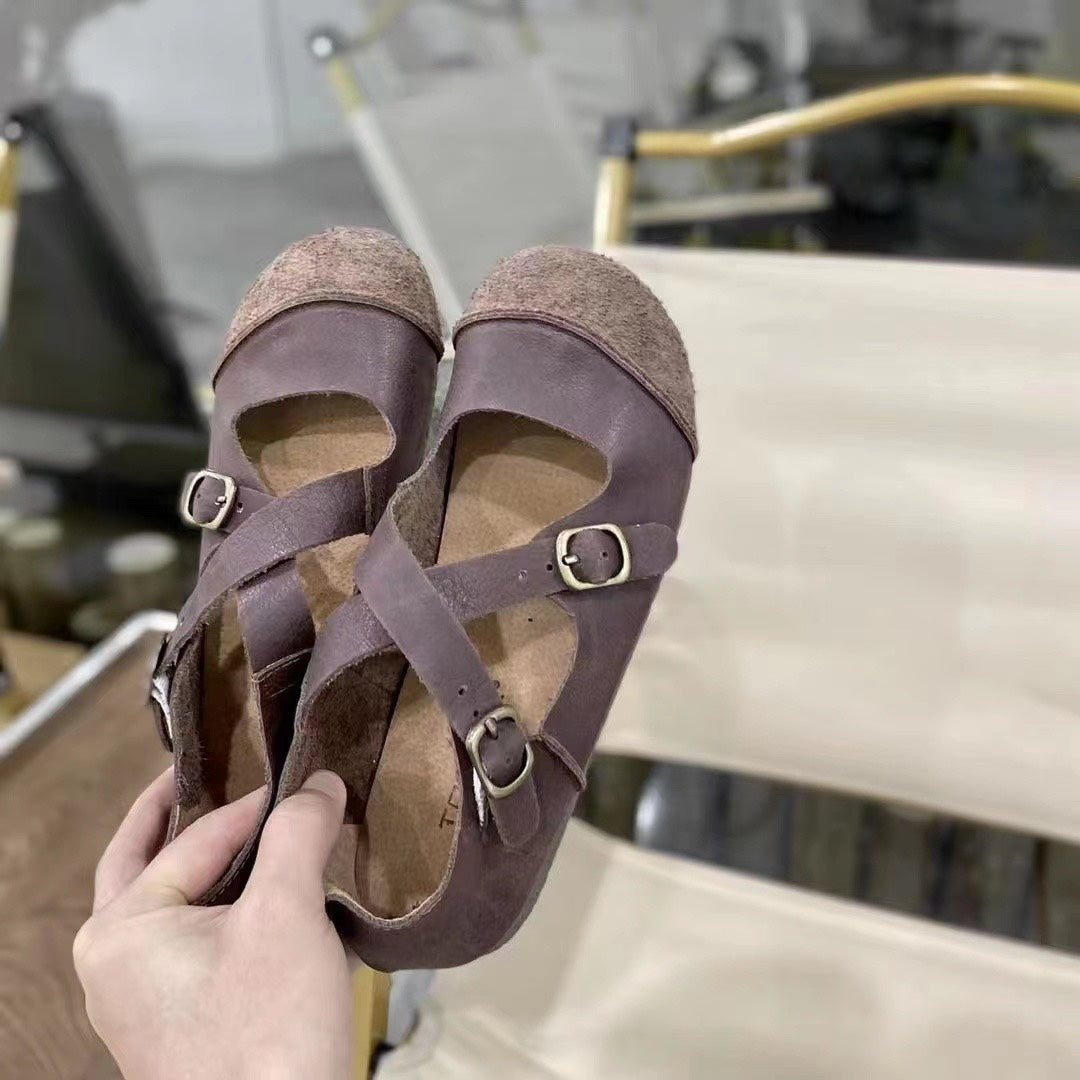 Cute Color Patchwork Soft Cowhide Leather Shoes– The Cottagecore