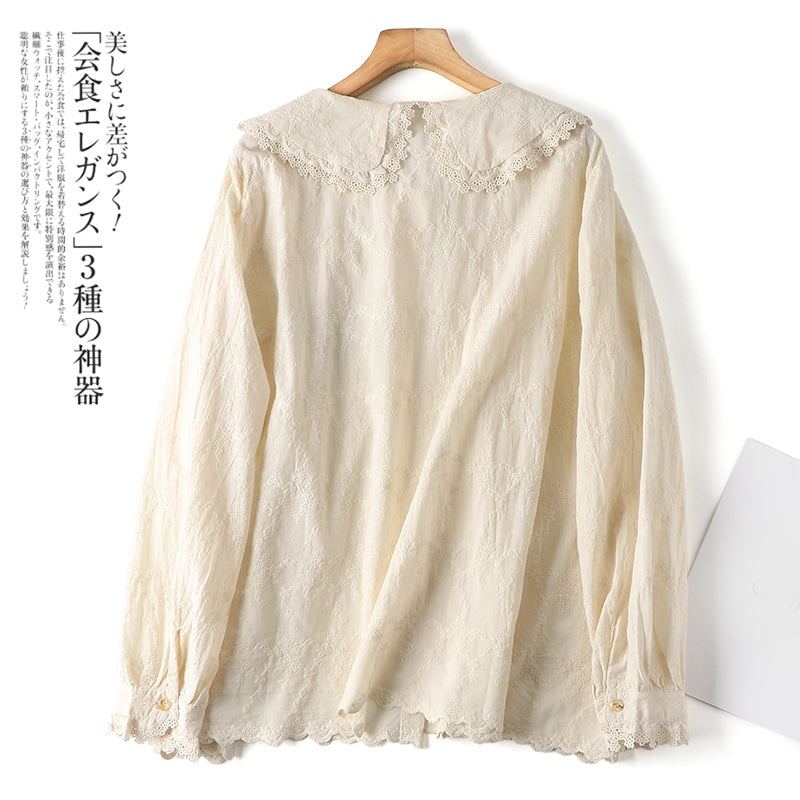 Crocheted Flower Cotton Lace Blouse– The Cottagecore