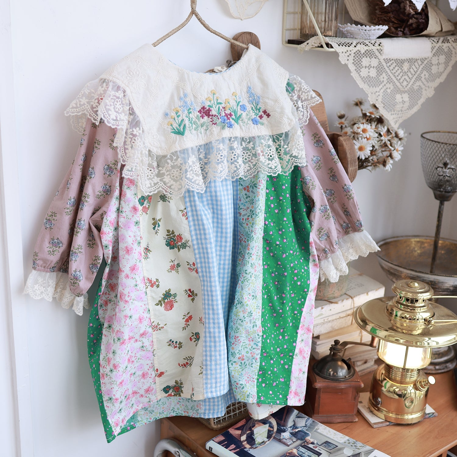 Prairie Floral Embroidered Patchwork Shirt– The Cottagecore