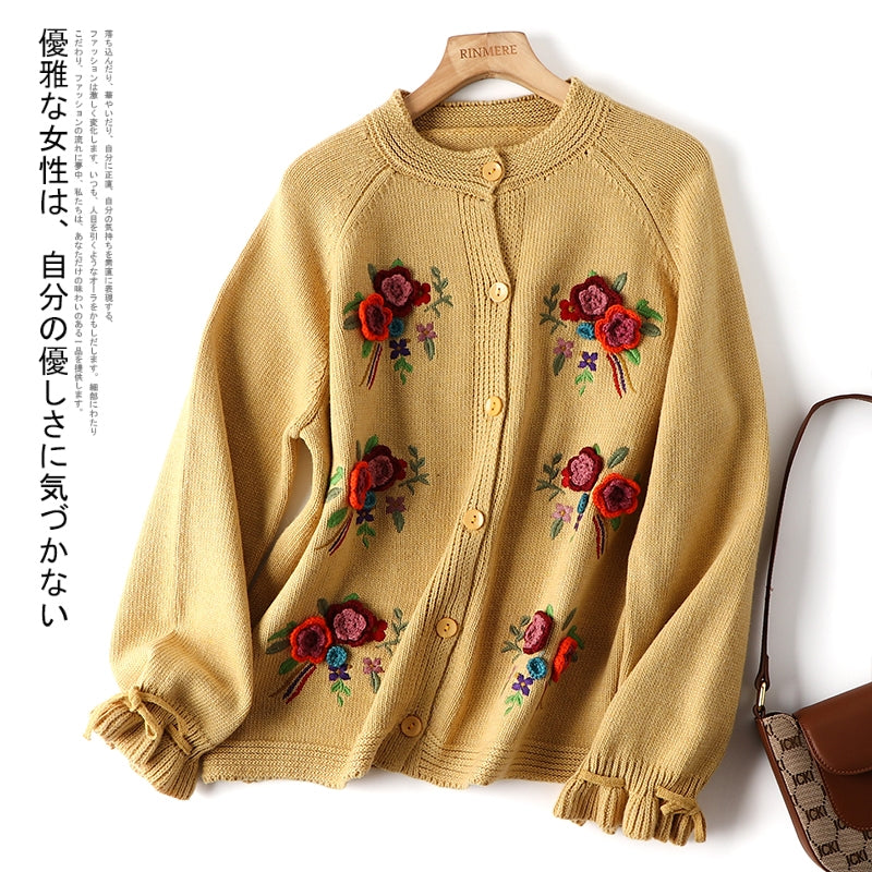 Cute 3D Floral Embroidered Cardigan– The Cottagecore