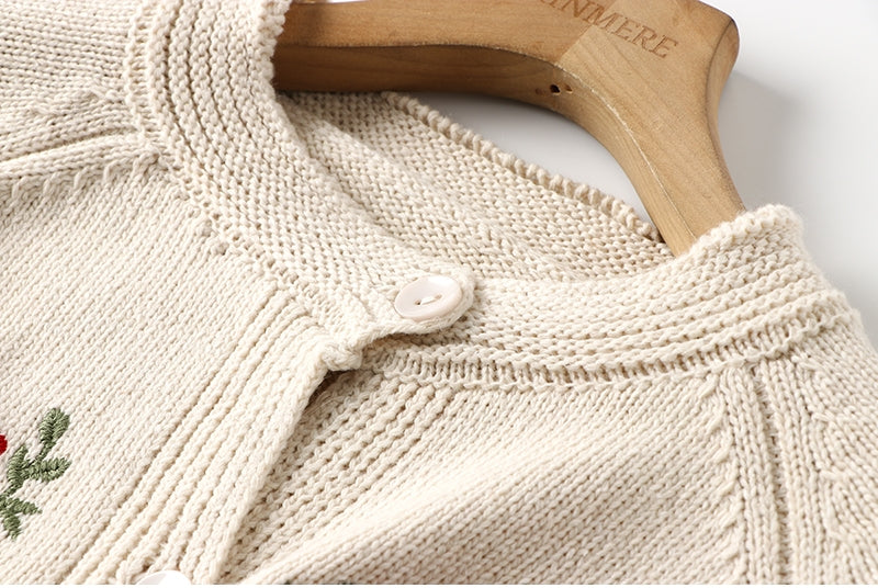 Cute 3D Floral Embroidered Cardigan– The Cottagecore
