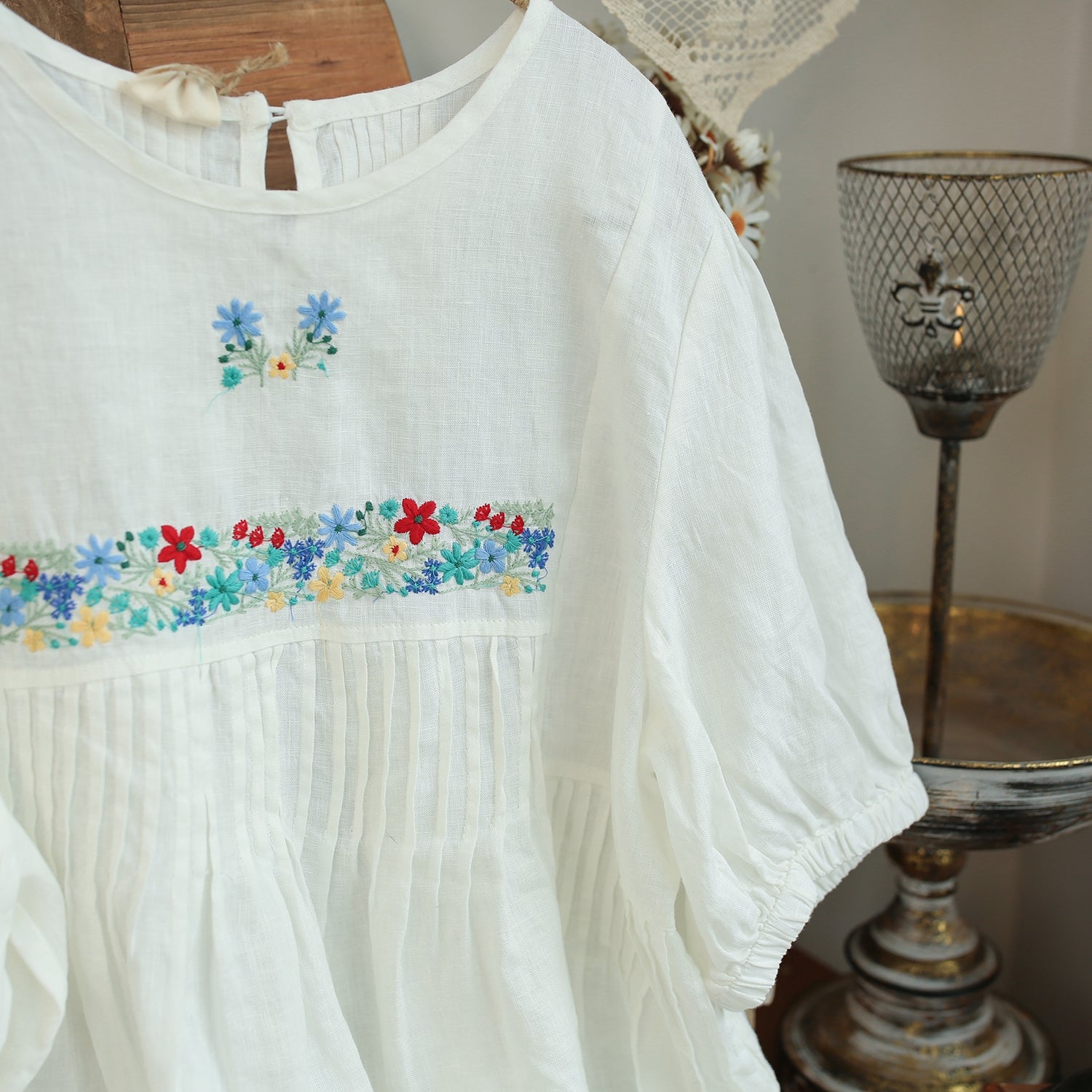 Farmcore Floral Embroidered Linen Top– The Cottagecore