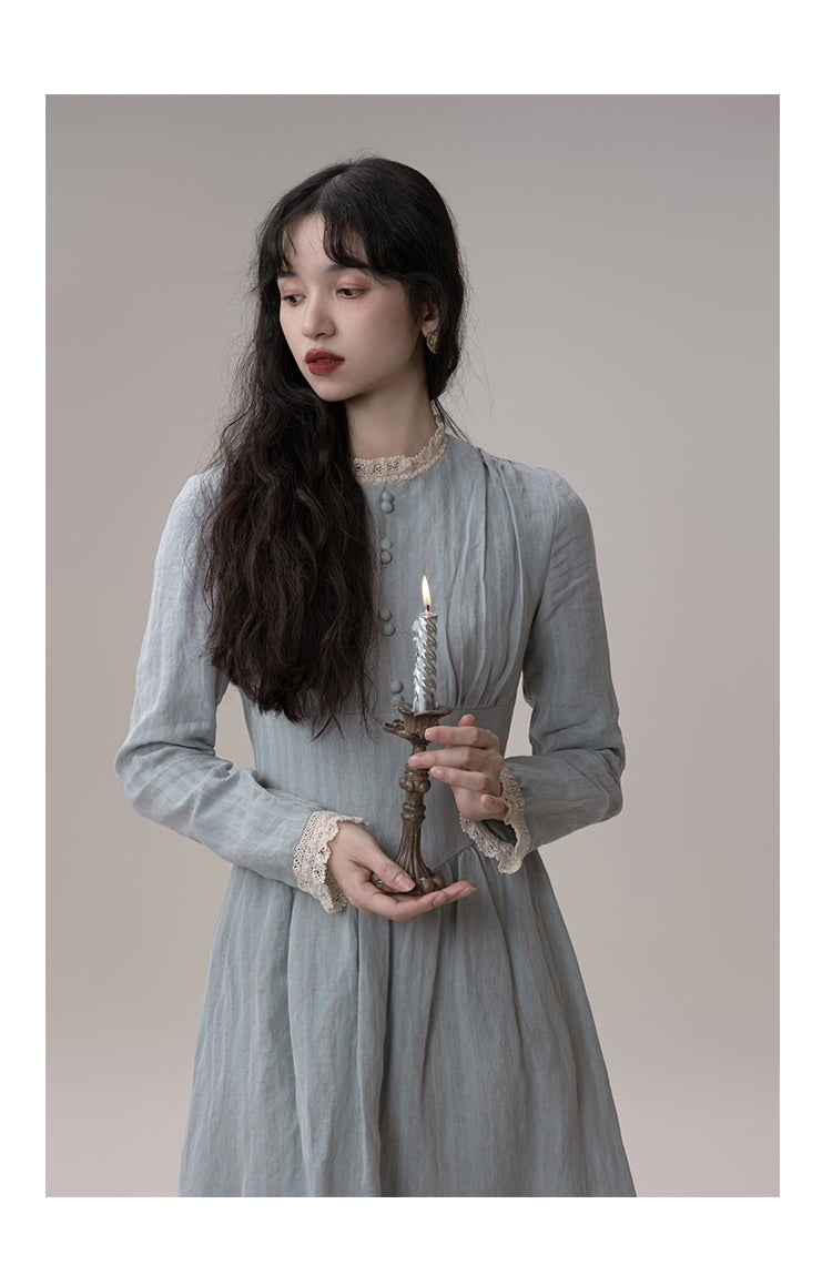 Vintage Stand Lace Collar Slim Waist Dress– The Cottagecore