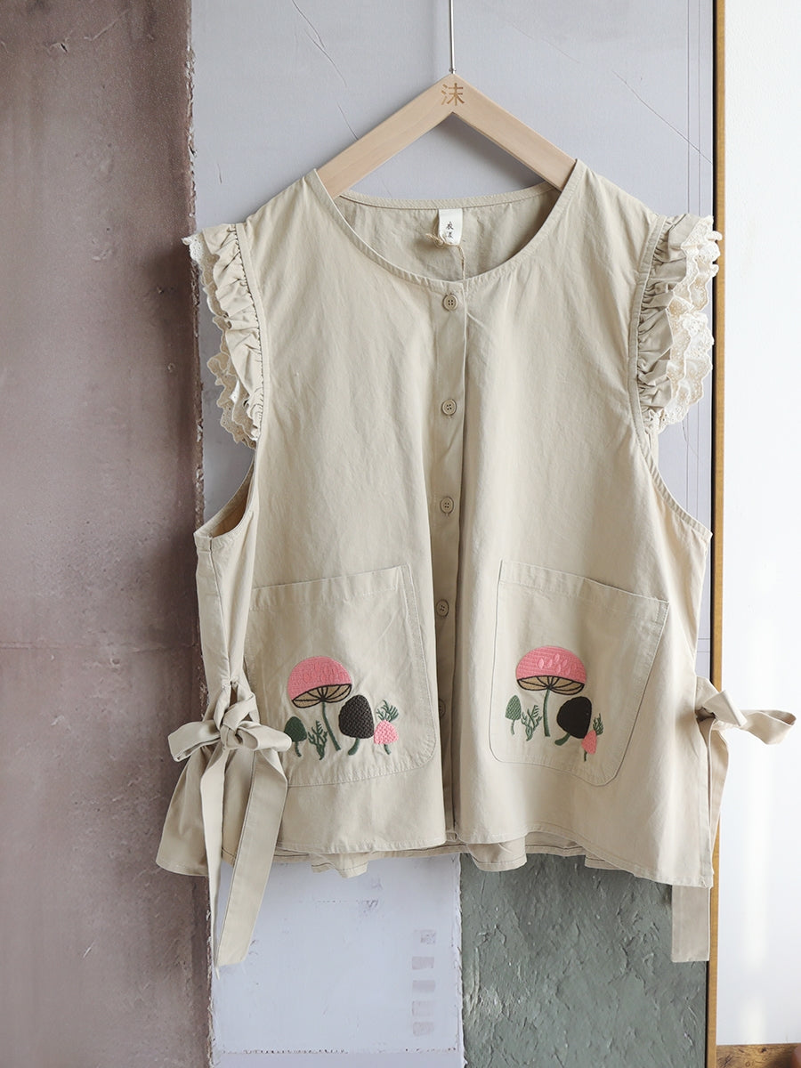 Mushrooms Embroidered Vests– The Cottagecore