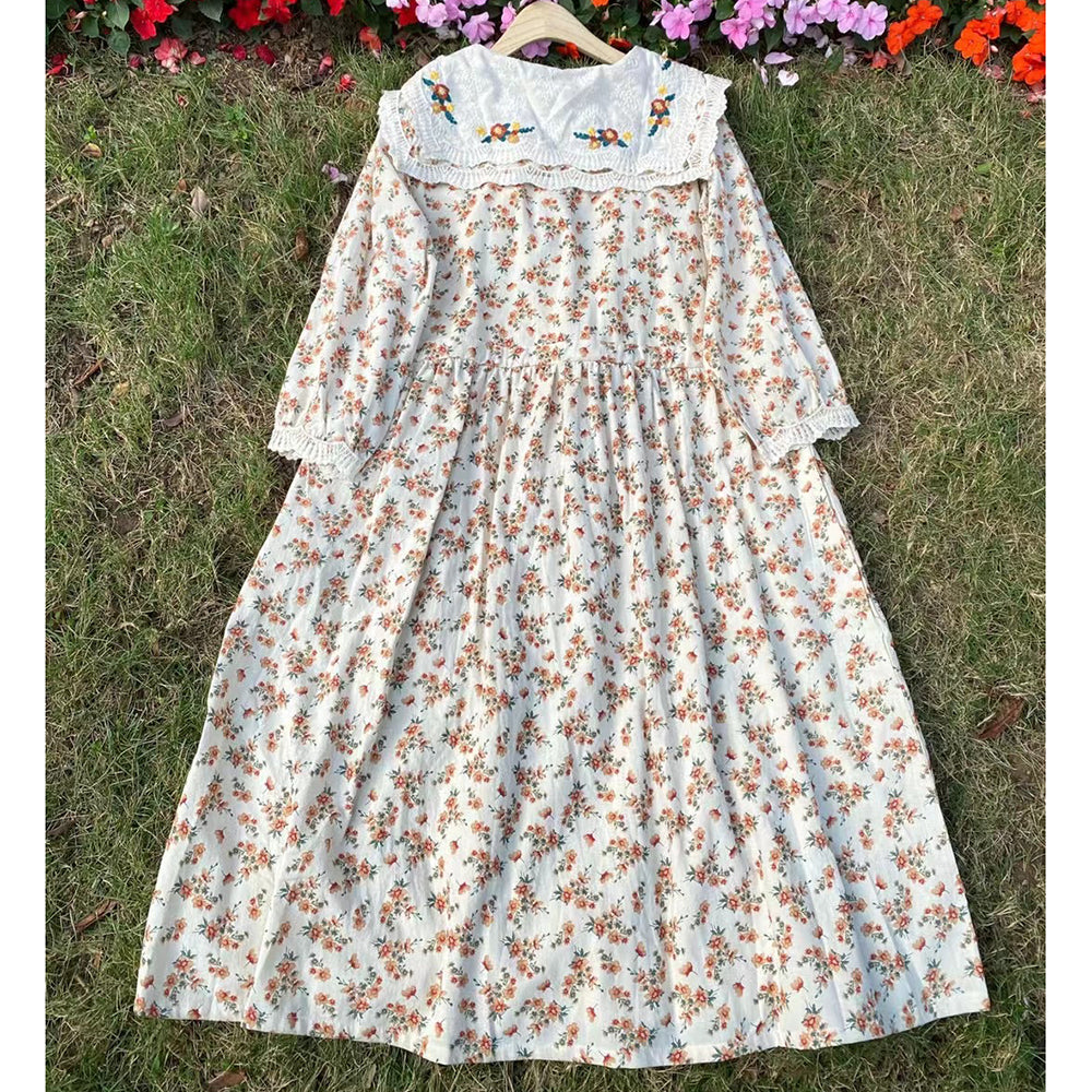 Countrycore Embroidered Vintage Print Dress– The Cottagecore