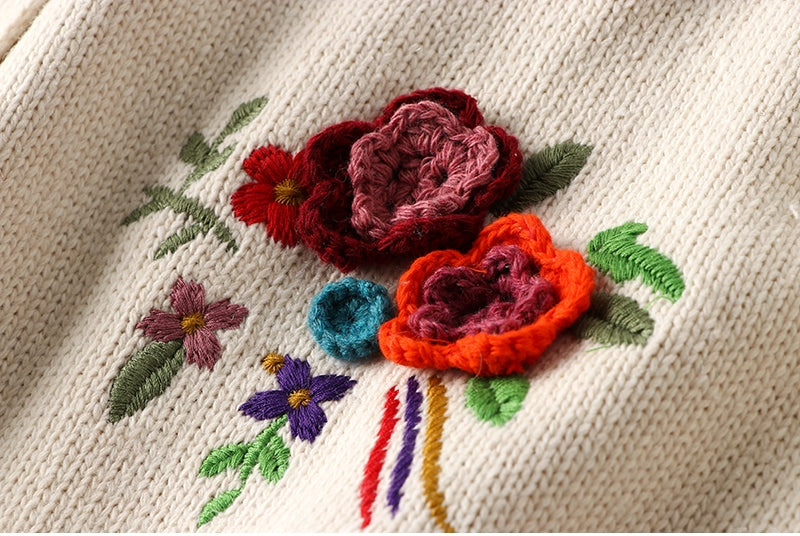Cute 3D Floral Embroidered Cardigan– The Cottagecore
