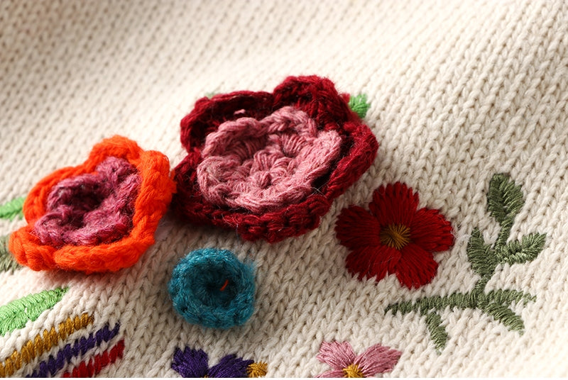 Cute 3D Floral Embroidered Cardigan– The Cottagecore