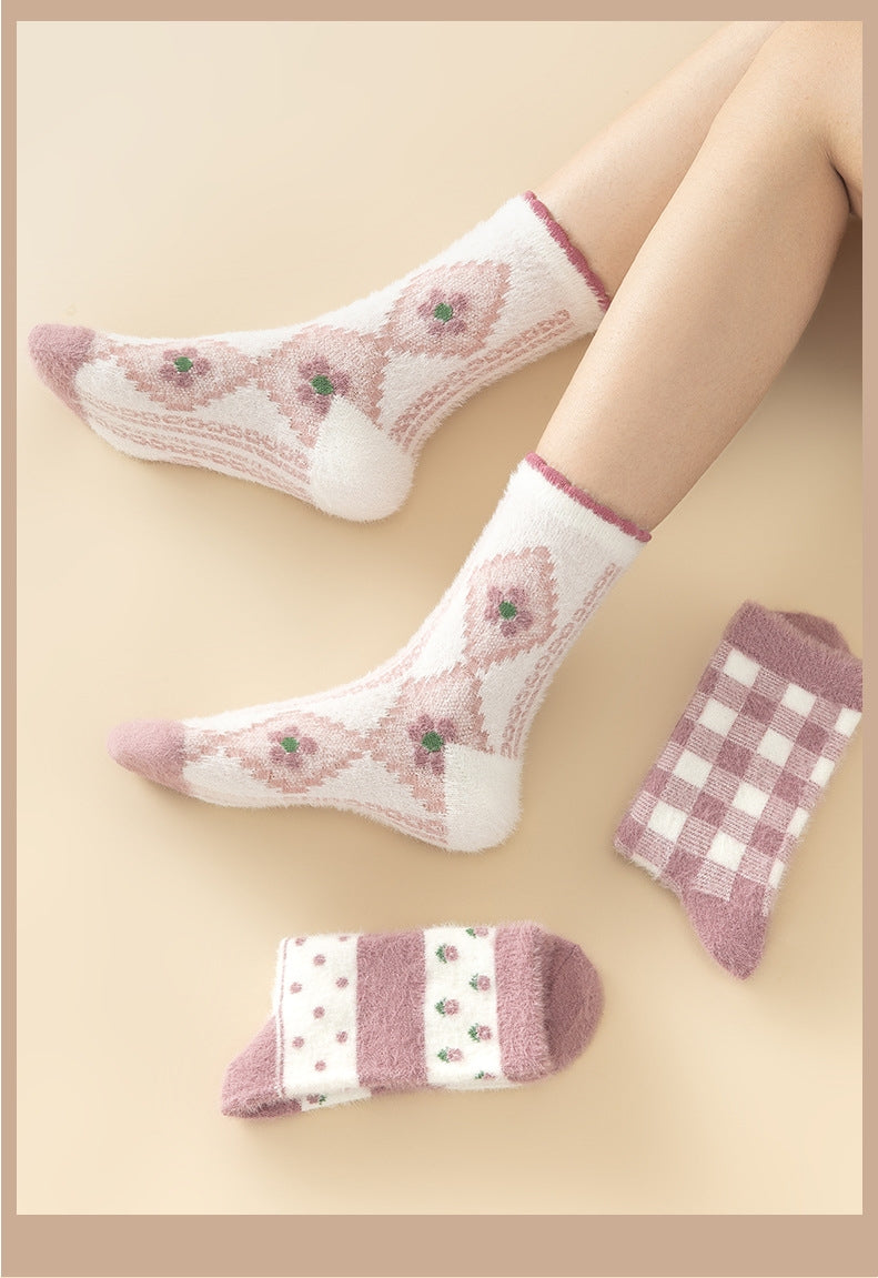 Pink Warm Fluffy Socks Set– The Cottagecore