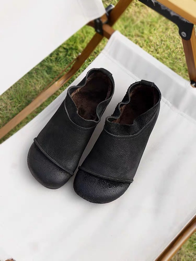 Fleece Lined Cowhide Leather Shoes– The Cottagecore