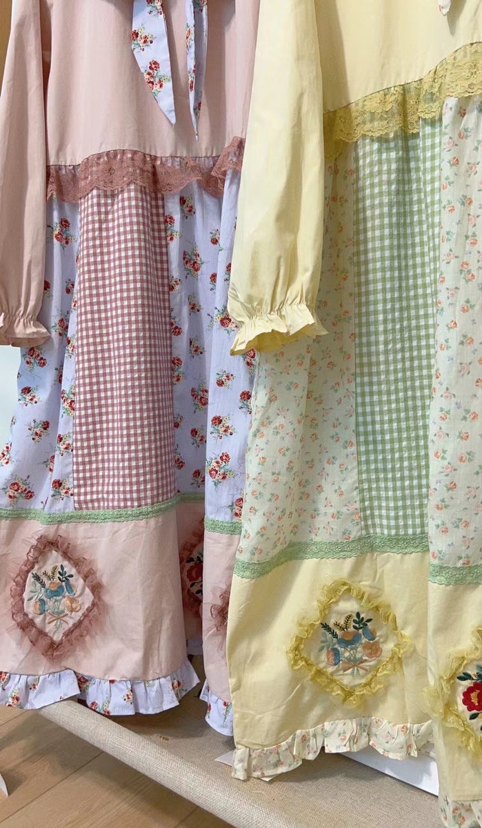 Cute Patchwork Candy Color Dress– The Cottagecore