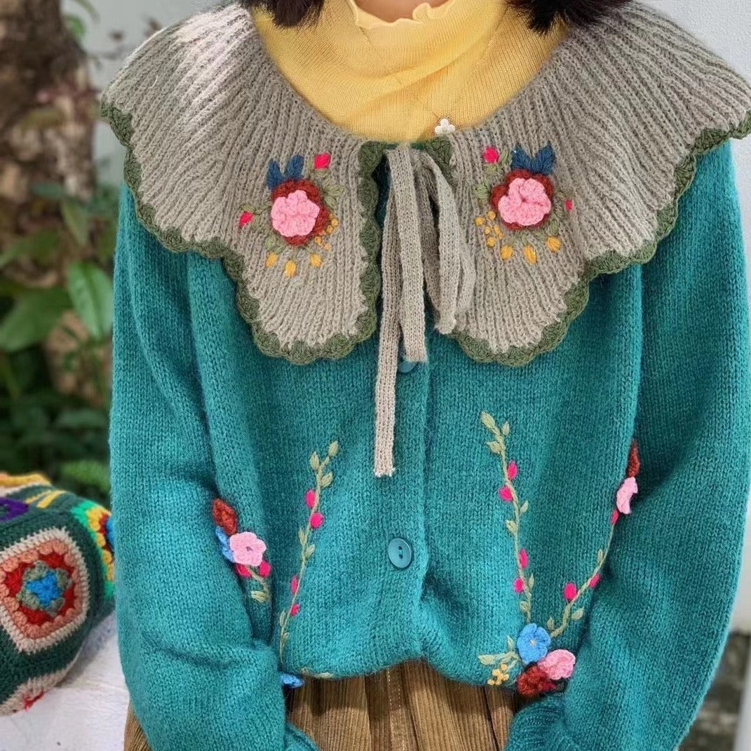 Forestcore Hand Embroidered Wool Sweater– The Cottagecore
