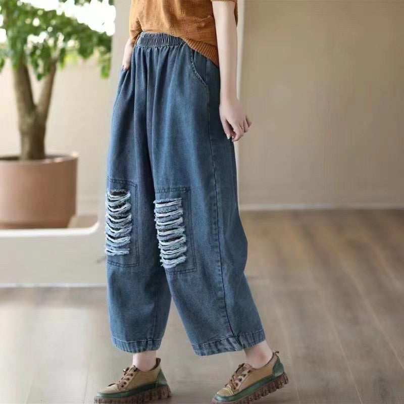 Quality Ripped Patchwork Crop Jeans– The Cottagecore