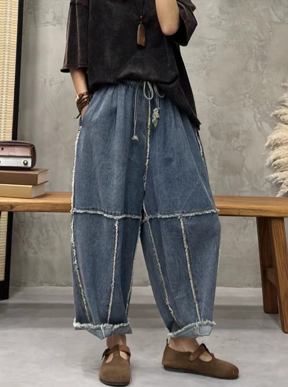 Loose Fit Crop Jeans With Drawstring– The Cottagecore