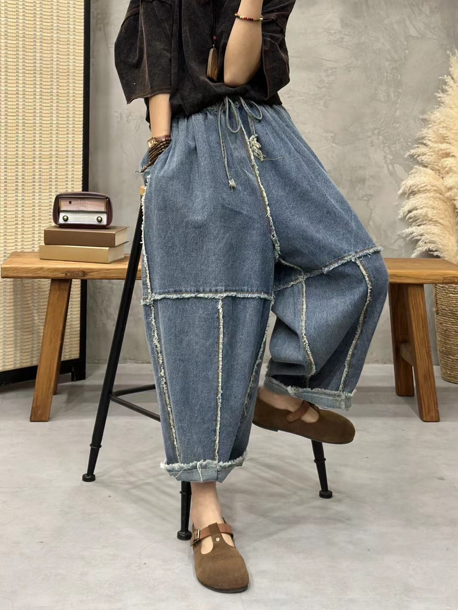 Loose Fit Crop Jeans With Drawstring– The Cottagecore